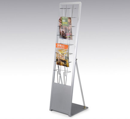 Vertical Stand Up Postcard Display Rack / Flyer Display Racks Silver  Color