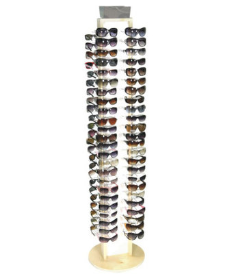 Portable Rotating Display Rack , Movable Wood Sunglasses Display Rack