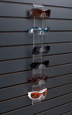 Slatwall Sunglass Display Fixtures , Eyeglass Display Holder 6 Pairs Clear Acrylic
