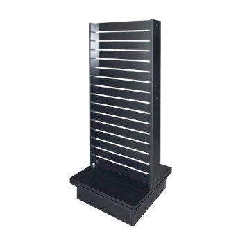 Two Sides Slatwall Display Shelves , Retail Store Shelving Units Black Color