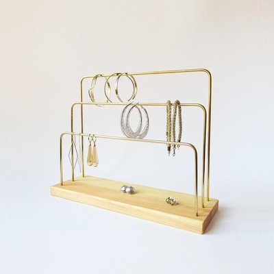 Brass Wood Earring Display Racks / Jewelry Display Organizer Lightweight