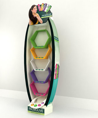 Custom Branding Shampoo Display Stand , Funky Retail Product Display Stands