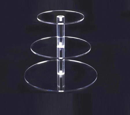 Clear Round Acrylic Display Fixtures 3 Layers Acrylic Cake Display Stand
