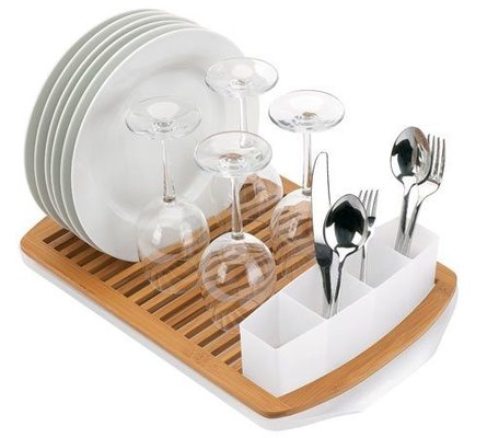 Minimalism Bamboo Display Unit Dish Stand For Kitchen Counter Top