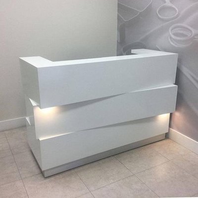 Bespoke Wood Retail Checkout Counter With Built - In LED Elegant Style