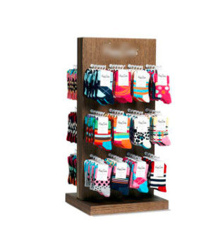 Custom Retail Store Display Stand Wooden Hanging Hook Sock Display Rack Eco Friendly