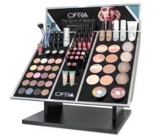 Acrylic Lipstick Display Stand , In Store Wooden Makeup Display Organizer