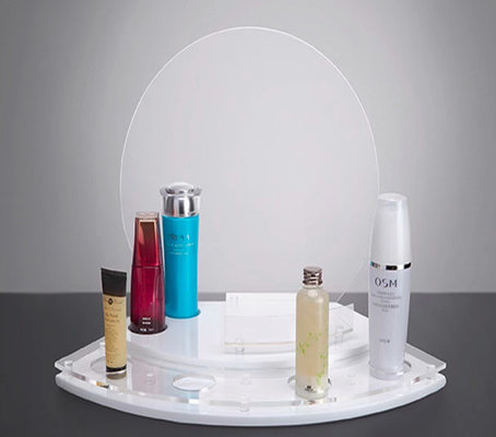 White Plastic Cosmetic Display Counter Custom Modern Design High Rigidity