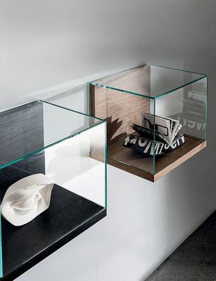 Wall Mounted Retail Display Cases , Small Wood And Glass Display Case Nest Wall Version