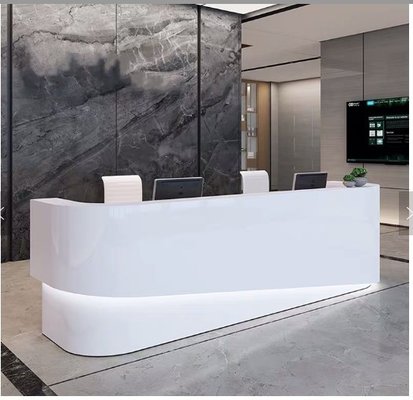 Illuminated Led Color Changing Modern Office Reception Desk With Back Wall