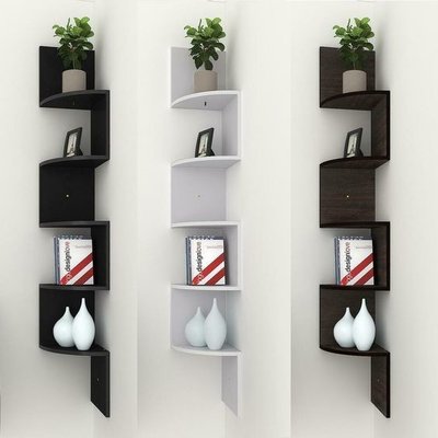 Modern 5 Tier Floating Corner Wall Shelf，Wall Mount Home Decor Display