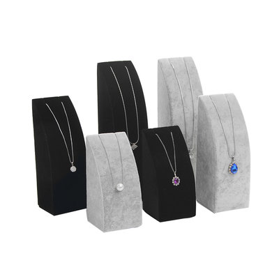 Customized Black Velvet Jewelry Display Stands For Necklace Strong Structure
