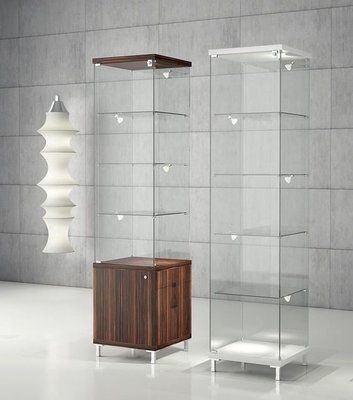 Aluminium Floor Standing Glass Showcase Cabinet With Led Lights Strong Structure