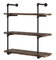 Industrial Pipe Wall Shelf & Hooks , Metal And Wood Display Shelves Polished