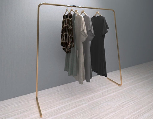 Gold Plating Shop Display Fixtures Retail Clothing Display Racks Simple Design