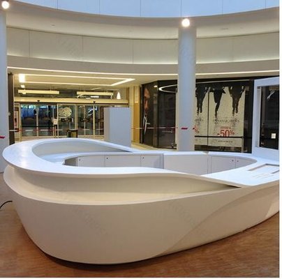 Unique Curved Reception Counter , Solid Surface Hotel Reception Desk